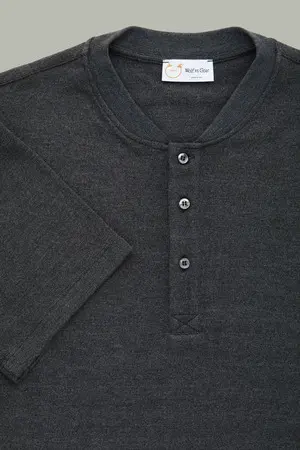 WOLF VS. GOAT (WVG) Henley Short Sleeve Viscose Interlock - Black