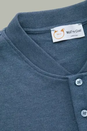 WOLF VS. GOAT (WVG) Henley Short Sleeve Viscose Interlock - Navy