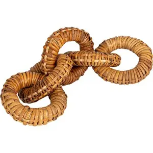 STORIED HOME Rattan Wrapped Mango Wood Chain With 5 Links - Natural