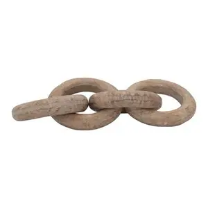 STORIED HOME Mango Wood Carved Chain - Natural