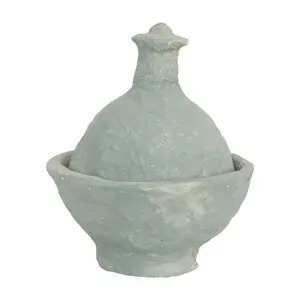 STORIED HOME Decorative Handmade Paper Mache Dish With Lid - Blue