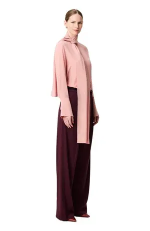 Another Tomorrow Signature Bow Blouse - Blush
