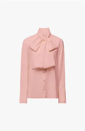 Another Tomorrow Signature Bow Blouse - Blush