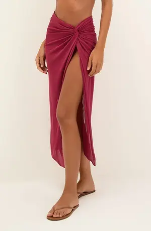 VIX PAULA HERMANNY Karen Twisted Mesh Cover-up Skirt - Pink