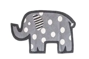 STORIED HOME Elephant Shaped Cotton Knit Rug With Polka Dots - Grey
