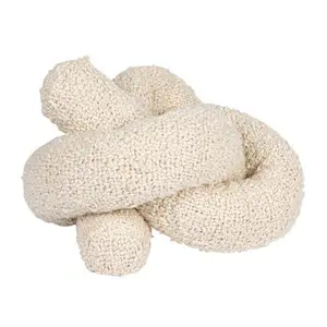 STORIED HOME Woven Cotton Bouclé Knot Design Pillow - Cream