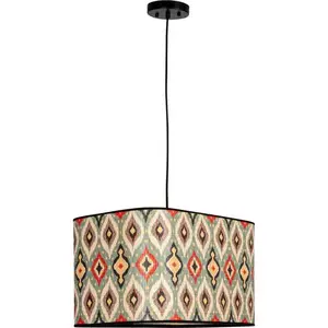 STORIED HOME 100 Watt Ikat Elegance Pendant Lamp - Teal