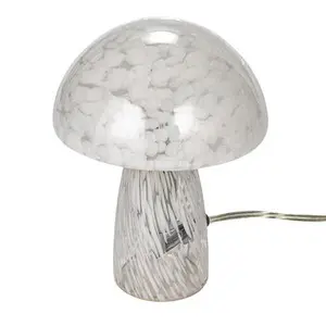 STORIED HOME Round Blown Glass Mushroom Shaped Table Lamp With Inline Switch