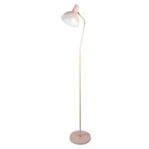 STORIED HOME Round Metal Floor Lamp With Inline Switch - Pink