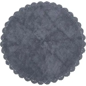 STORIED HOME Cotton Tufted Rug With Crocheted And Scalloped Trim - Grey