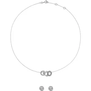 Tory Burch Icon Pavé Necklace And Earring Set - Tory Silver/crystal