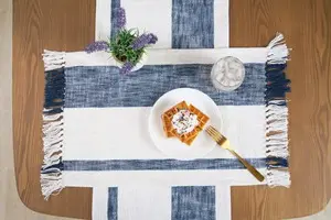 CAROL & FRANK Morgan Striped Table Runners Collection - Navy