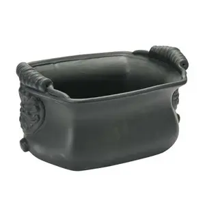 STORIED HOME Terra-cotta Cachepot - Black