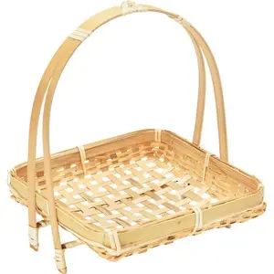 STORIED HOME Hand-woven Stand With Removable Tray - Natural