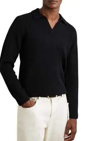 REISS Banbury Wool & Cashmere Johnny Collar Sweater