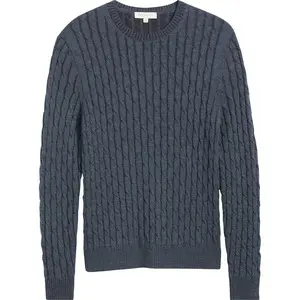 JACK VICTOR Crewneck Merino Wool Cable Sweater - Aviator