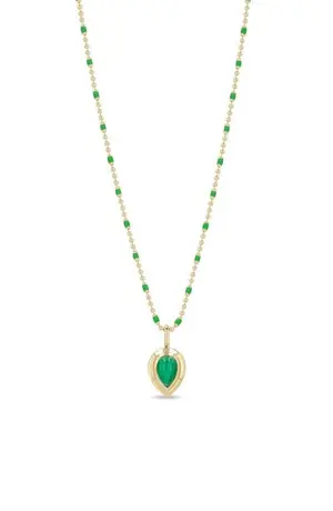 Zoe Chicco Malachite Teardrop Pendant Necklace - 14k Yellow Gold