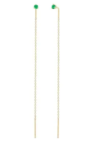 Zoe Chicco Emerald Threader Earrings - 14k Yellow Gold