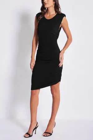 BISHOP + YOUNG Alex Side Ruched Midi Dress - Black
