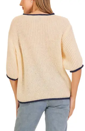 KNIT & LOUNGE Knit Half-sleeve Pullover Sweater