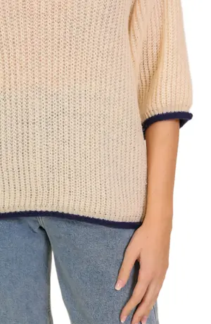 KNIT & LOUNGE Knit Half-sleeve Pullover Sweater