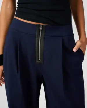 WeWoreWhat Leather-trimmed Zip Front Trousers