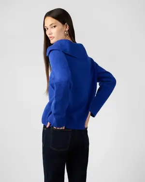 WeWoreWhat Collared V-neck Ribbed Sweater