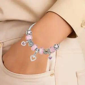 DONATELLO GIAN Heart Charm Bracelet - Pink