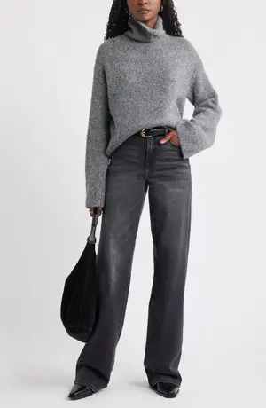 Treasure & Bond Fuzzy Turtleneck Sweater - Grey