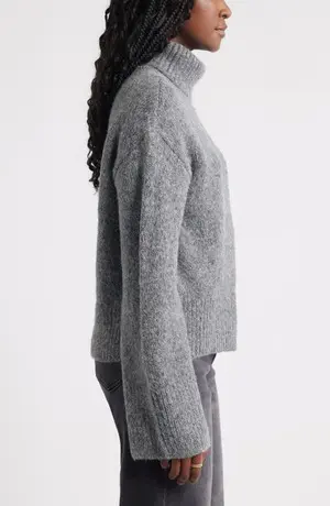 Treasure & Bond Fuzzy Turtleneck Sweater - Grey