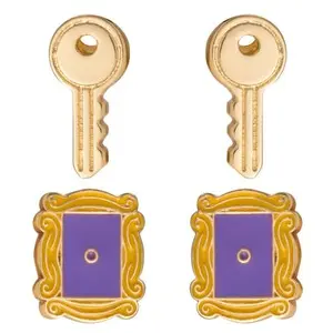 FRIENDS Peephole Frame And Key Stud Earring Set
