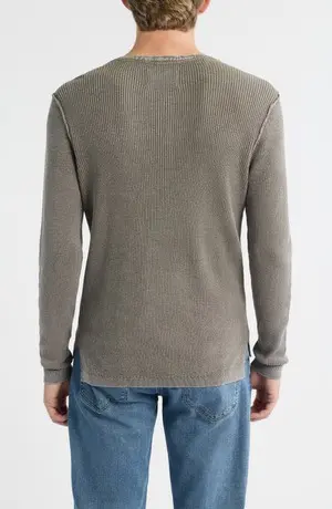 SCHOTT Stonewash Cotton Henley Sweater - Olive