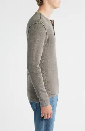 SCHOTT Stonewash Cotton Henley Sweater - Olive