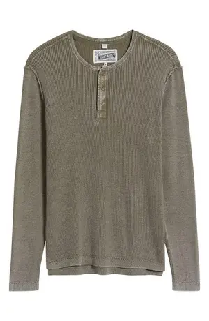 SCHOTT Stonewash Cotton Henley Sweater - Olive