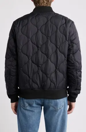 SCHOTT Dumbbell Quilted Ma-1 Ripstop Nylon Bomber Jacket - Black