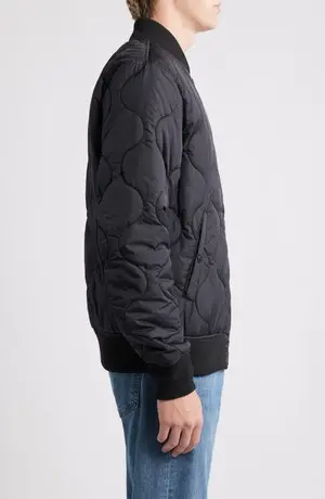 SCHOTT Dumbbell Quilted Ma-1 Ripstop Nylon Bomber Jacket - Black