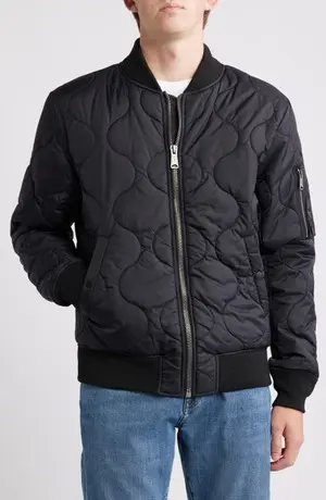 SCHOTT Dumbbell Quilted Ma-1 Ripstop Nylon Bomber Jacket - Black