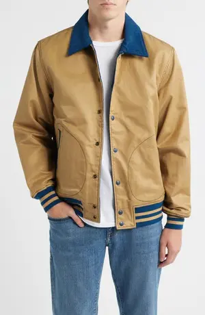 SCHOTT Reversible Baseball Jacket - Khaki