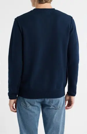 SCHOTT Lightweight Cotton Crewneck Sweater - Navy