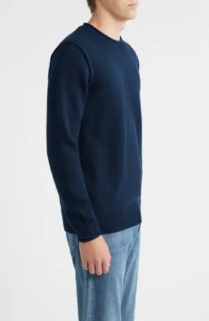 SCHOTT Lightweight Cotton Crewneck Sweater - Navy