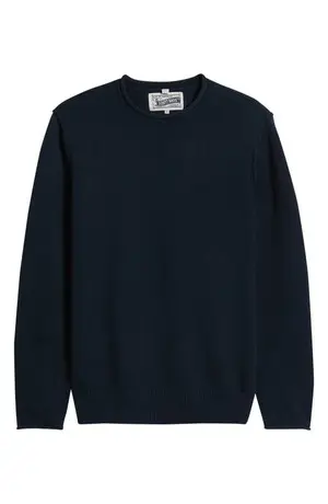 SCHOTT Lightweight Cotton Crewneck Sweater - Navy