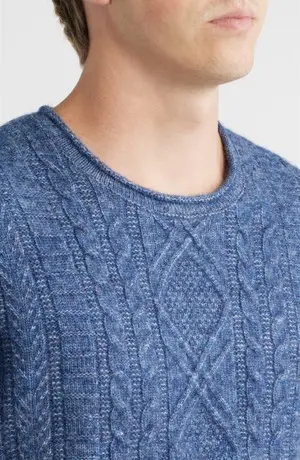 SCHOTT Tri-blend Fisherman Sweater - Navy