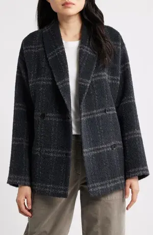 Eileen Fisher Shawl Collar Alpaca & Wool Blend Coat