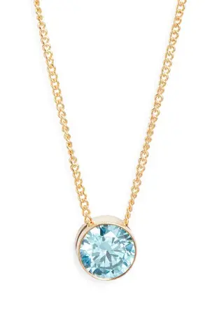 SET & STONES Birthstone Pendant Necklace - Gold/march