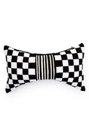 MACKENZIE-CHILDS Check Bow Throw Pillow - Black