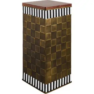 MACKENZIE-CHILDS Courtly Stripe Tall Storage Bin - Brass