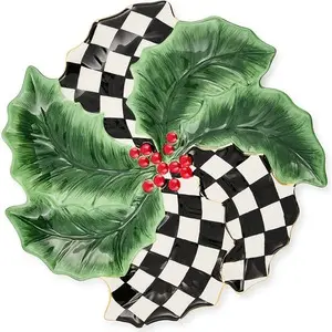 MACKENZIE-CHILDS Holly Leaf Ceramic Serving Plate - Green
