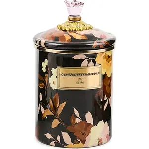 MACKENZIE-CHILDS Wild Rose Medium Enameled Steel Canister - Multi Black