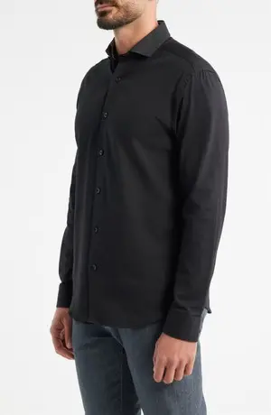 Stone Rose Nova Legacy Solid Stretch Cotton Blend Button-up Shirt