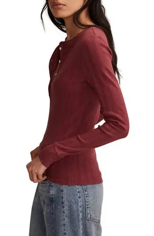 Lucky Brand Ribbed Henley - Carbernet